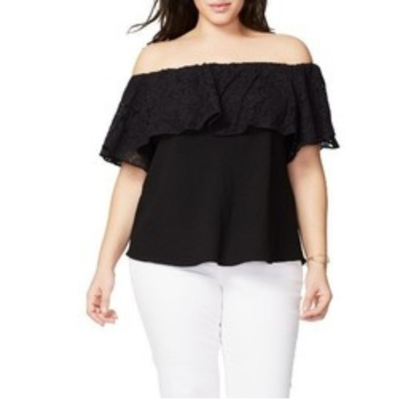 RACHEL Rachel Roy | Tops | Plus Size Rachel Lace Ruffle Off The ...